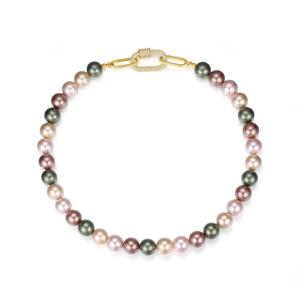CLASSICHARMS Pearl Necklace With Gem-encrusted Lock - Gold
