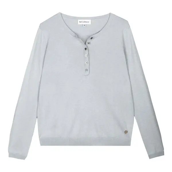 BEL CASHMERE Carla Silk-cashmere Buttoned Sweater - Grey