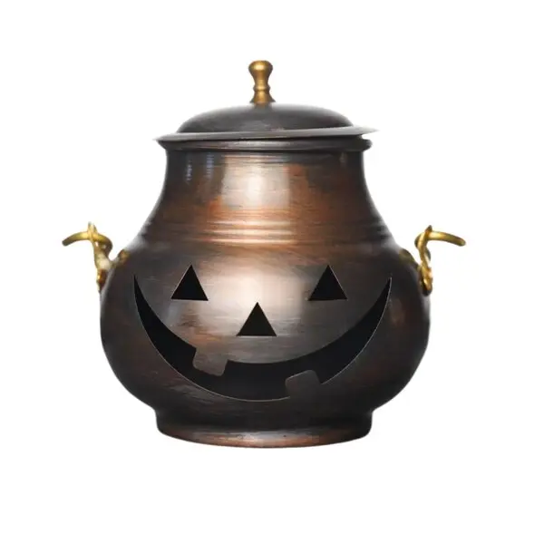 ANATOLIACRAFT Handmade Copper Pumpkin Storage Jar With Lid - Black