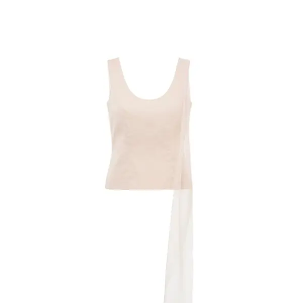 SAZHA Cotton Blouse With Silk Organza Drape