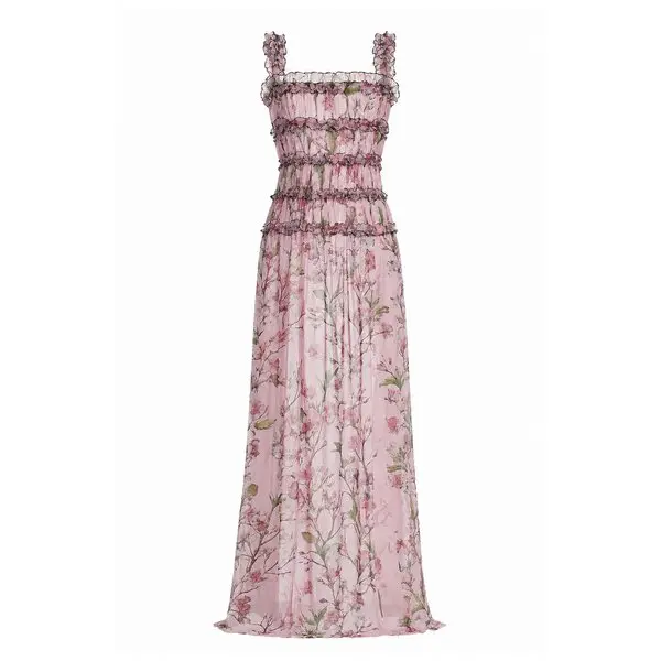 NUR KARAATA Floral Print Maxi Dress - Pink