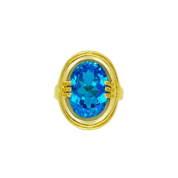 GEM BAZAAR JEWELLERY Swiss Topaz Heritage Ring - Gold/blue