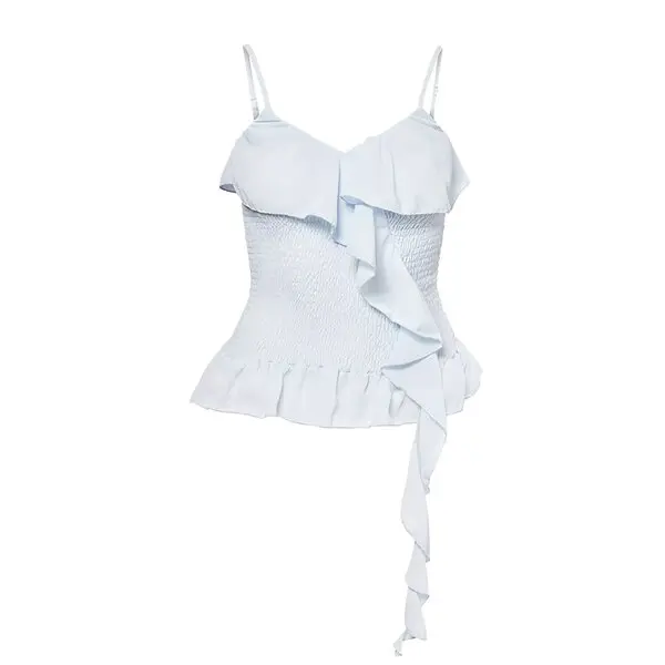 AMY LYNN Stefania Draped Ruffles Top - Blue