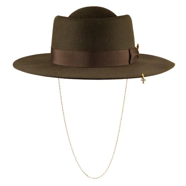 SHADED THE LABEL Carbis Boater Hat With Sterling Silver Jewellery - Brown
