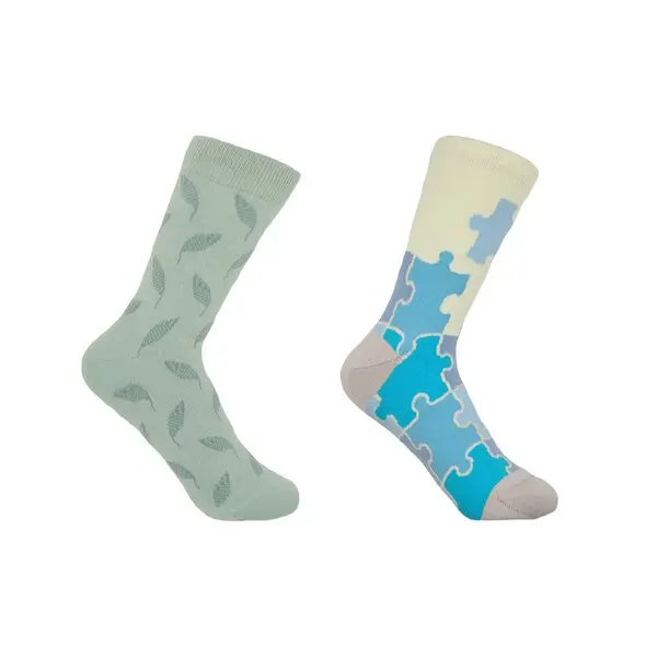 PEPER HAROW - MADE IN ENGLAND Leaf And Jigsaw Socks Bundle - Blue