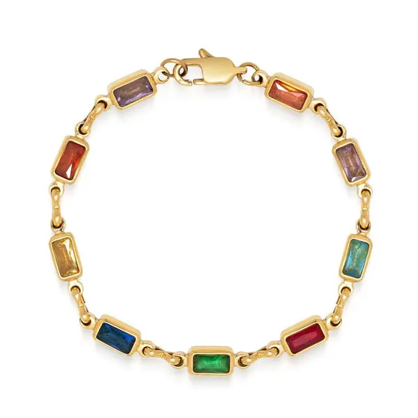 NIALAYA JEWELRY Rectangle Tennis Bracelet - Gold