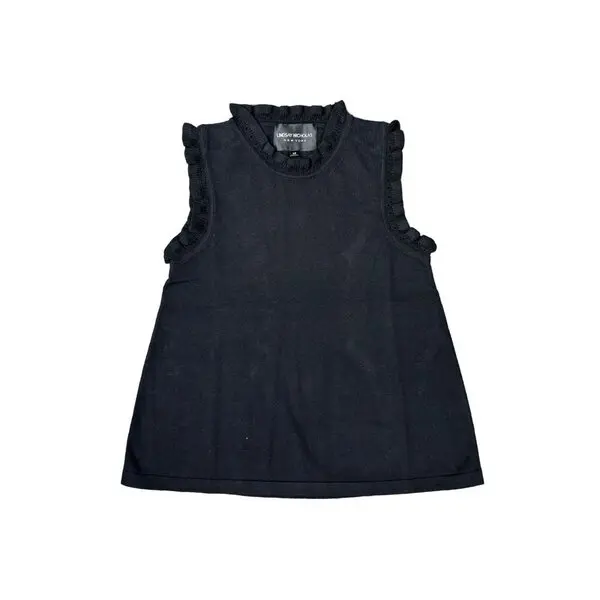 LINDSAY NICHOLAS NEW YORK Crewneck Shell With Frill - Black