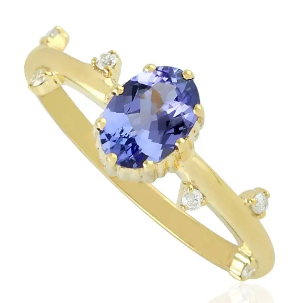ARTISAN 18k Yellow Gold Oval Tanzanite And Diamond Ring - Yellow/gold/white