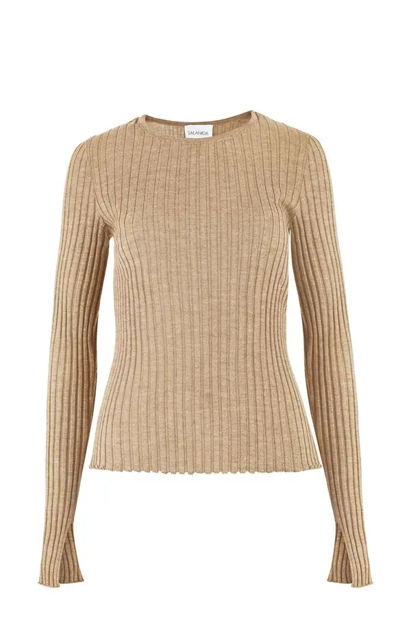 SALANIDA Brera Merino Long-sleeve Top - Beige