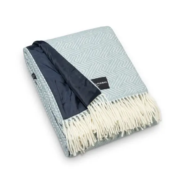 HEATING & PLUMBING LONDON Pure New Wool Picnic Blanket Lollypop Duck Egg - Blue
