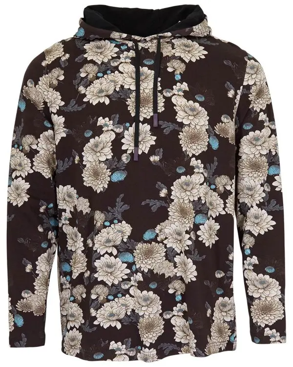 LORDS OF HARLECH Horatio Floral Hoodie - Black