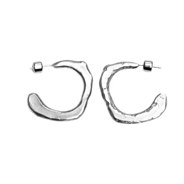 OOLO LONDON Landscape Hoop Earrings - Silver