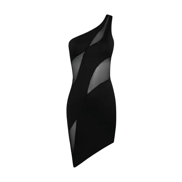 OW Asymmetrical Mesh Mini Dress