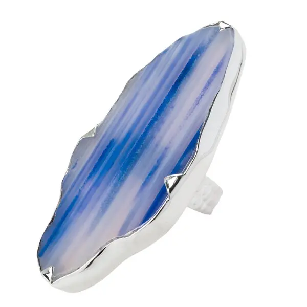 YAA YAA LONDON Grande Agate Ring - Blue/silver