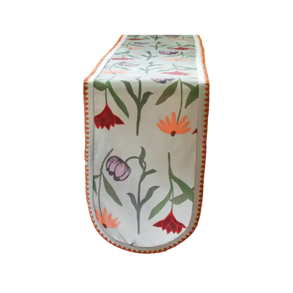 SOPHIE WILLIAMSON DESIGN Small Table Runner In Oversize Bold Flower Print On Light - Grey