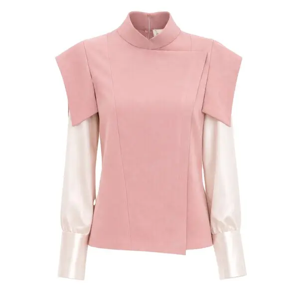 JULIA ALLERT Tailored Blazer-style Blouse With Satin Sleeves
