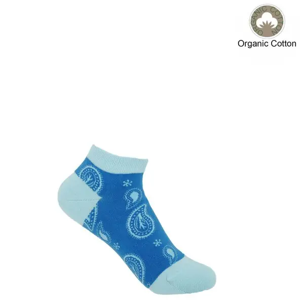 PEPER HAROW - MADE IN ENGLAND Paisley Trainer Socks - Blue