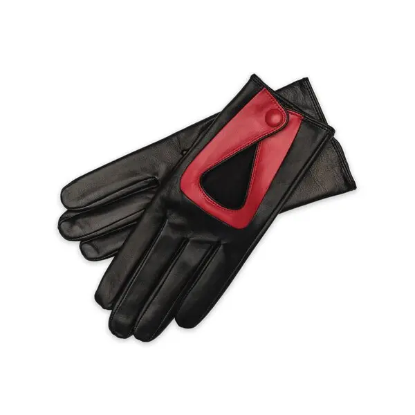 1861 GLOVE MANUFACTORY Livorno Leather Gloves - Black/red