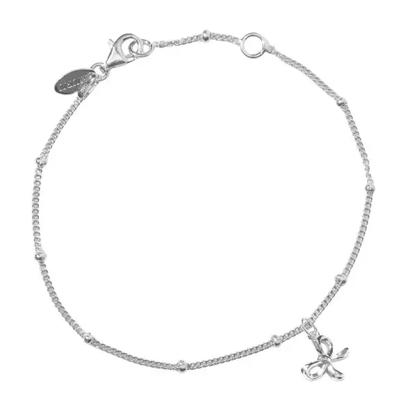 MURU Bow Charm Bead Chain Bracelet - Silver