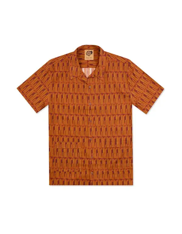 GRESHAM BLAKE Graphic Gb Red Jacquard Bowling Shirt