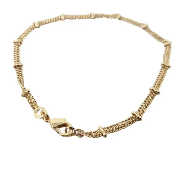 HARFI 18ct Plated Bar Curb Chain Bracelet - Gold