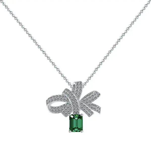 WJY STUDIO LONDON Emerald Diamond Necklace - Silver