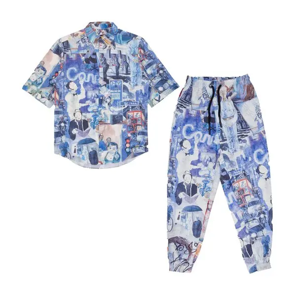 MYSIMPLICATED Printed Shirt And Trousers Set - Blue