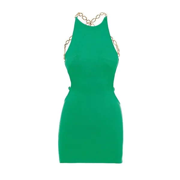 NISSA Backless Knitted Mini Dress - Green