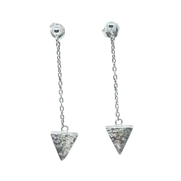 TG-JEWELLERY BY TAMARA GERVASIO Sterling Hammered Triangle Drop Earrings - Silver