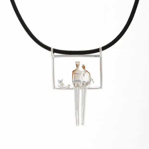 YENNY COCQ LLC Couple With Cat Pendant - Silver