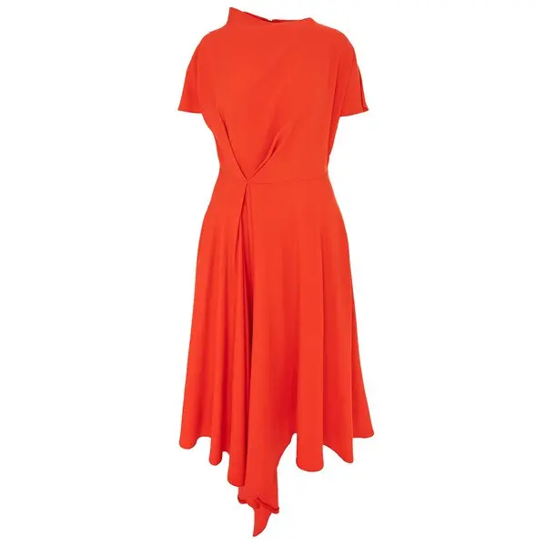 LARISA DRAGNA Scarlet Asymmetric Midi Dress