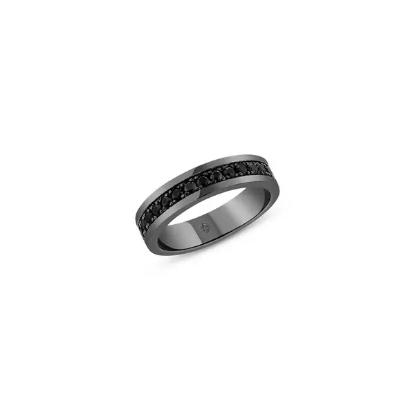 SALLY SKOUFIS Sterling Silver Rhodium-plated Band With Diamond Stimulants - Black