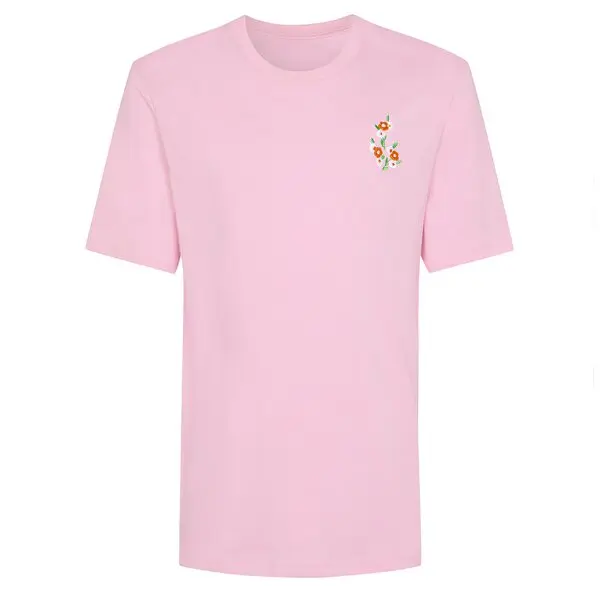 INGMARSON Floral Embroidered Organic Cotton T-shirt - Pink