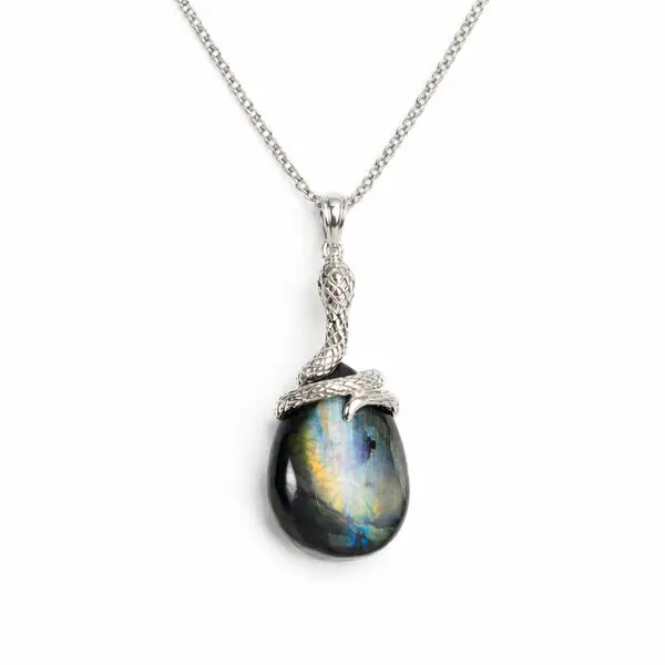 ORMIRO Kundalini Snake Labradorite Vermeil Necklace - Silver