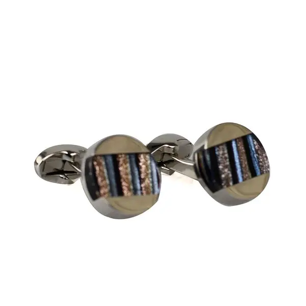 DAVID WEJ Circle Glittering Cufflink - Silver