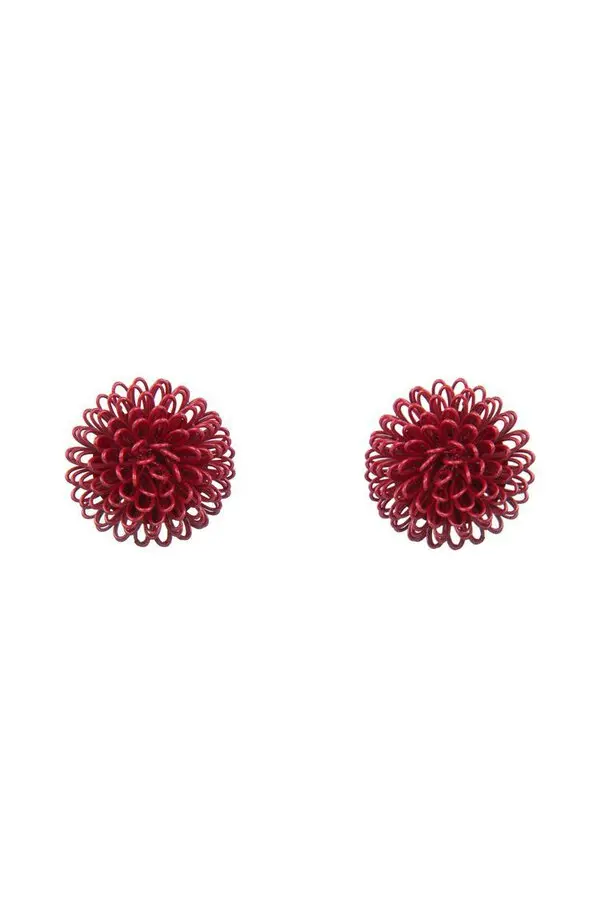 Pat’s Jewelry Clip On Pompom Earrings - Red