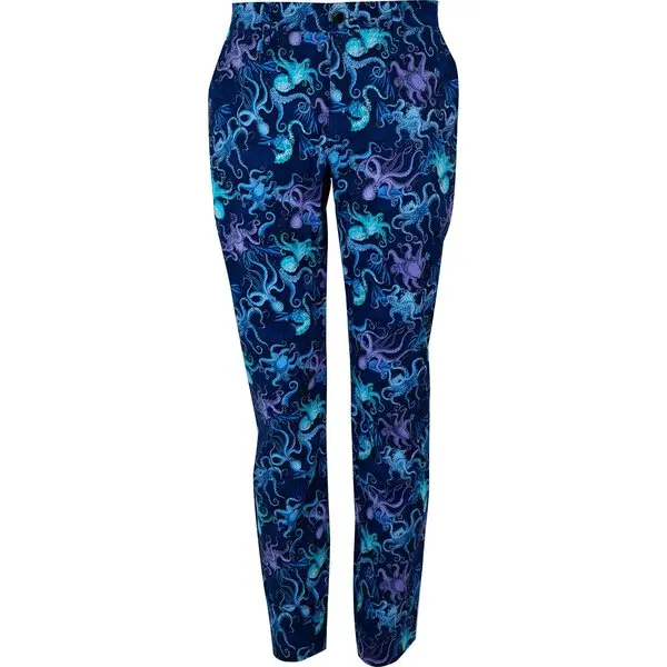 LORDS OF HARLECH Charles Octopus Party Pants - Green/blue