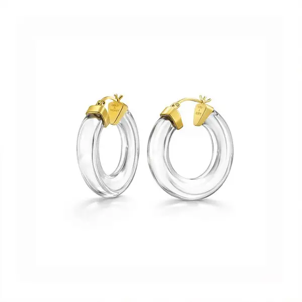 GOLD & HONEY Clear Lucite Hoop Earrings - Gold