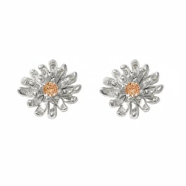 HARFI Citrine November Birthstone Stud Earrings - Orange/silver