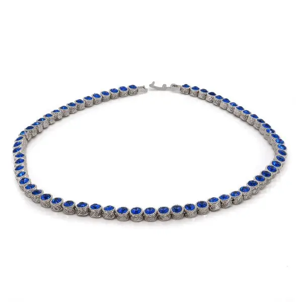 EBRU JEWELRY Sapphire Tennis Silver Necklace - Blue/silver
