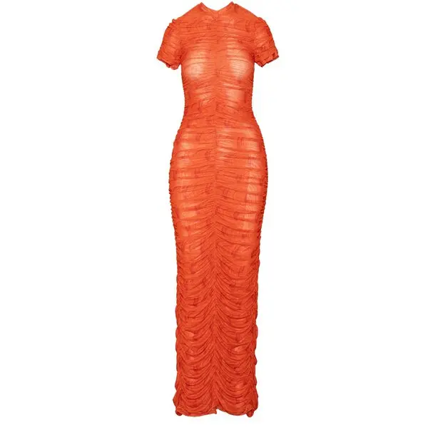 OFUURE Iza Ruched Maxi Mesh Dress