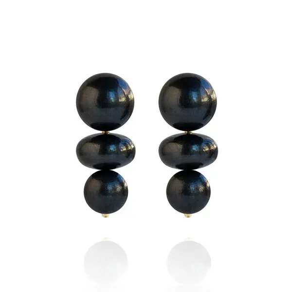 SAULE LABEL Nola Sculptural Drop Earrings - Black