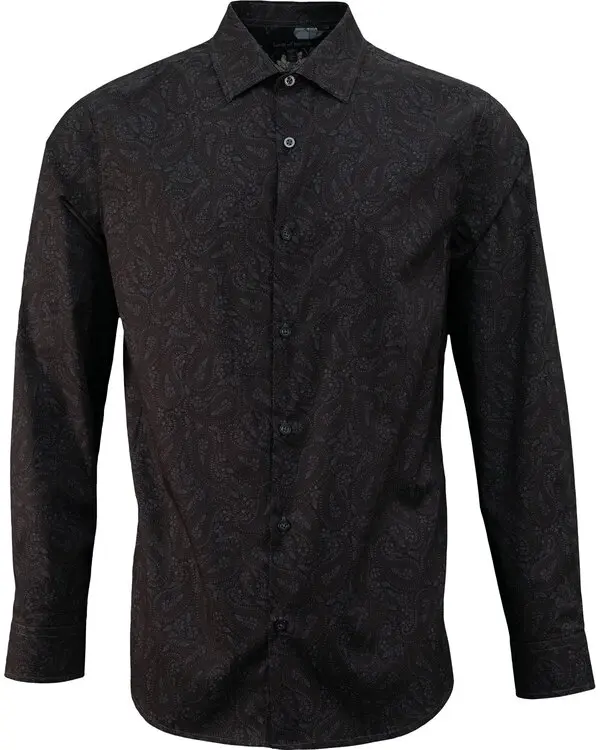 LORDS OF HARLECH Nigel Perugia Paisley Shirt - Black