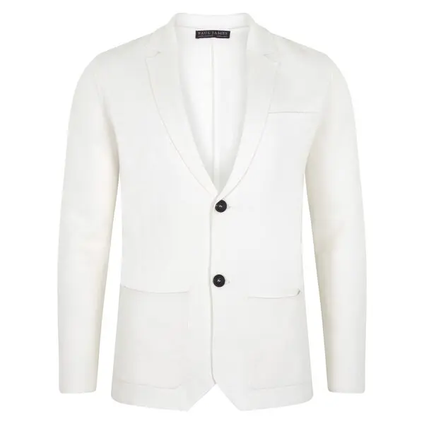 PAUL JAMES KNITWEAR Lightweight Organic Cotton Linen Knitted Blazer - White