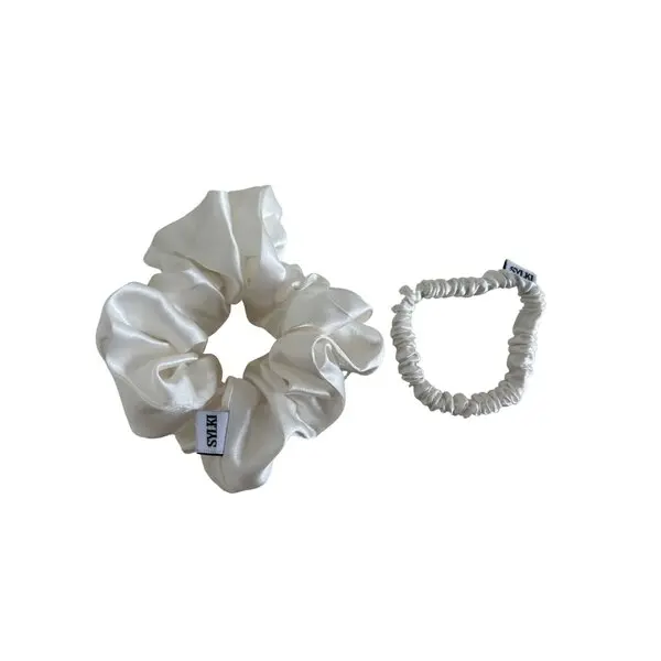 SYLKI Scrunchie And Hair Tie Bundle - White