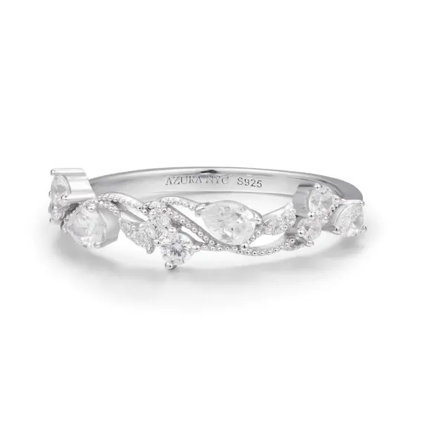 AZURA JEWELRY NEW YORK Lily Grace Gemstone Band Ring - Silver