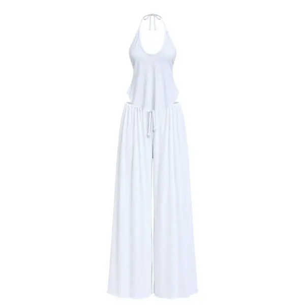 Sab Studio Lila Ribbed Knit Wide-leg Pants - White