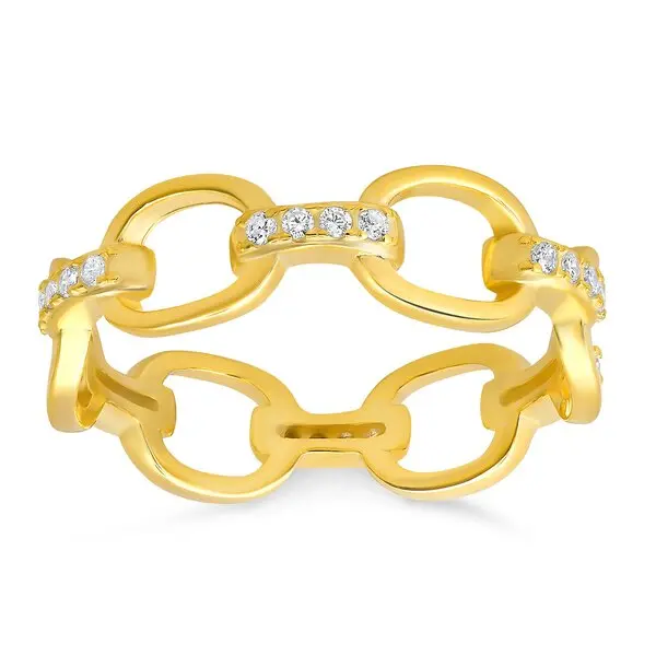 KYLIE HARPER Diamond Cz Paper Clip Band Ring - Gold