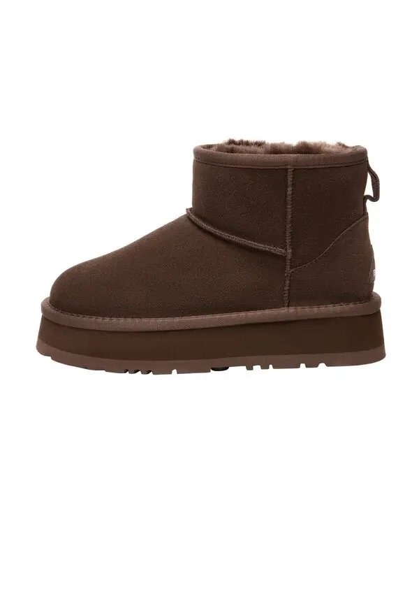 EVERAU AUSTRALIA Dusky Leather Platform Short Boots - Brown