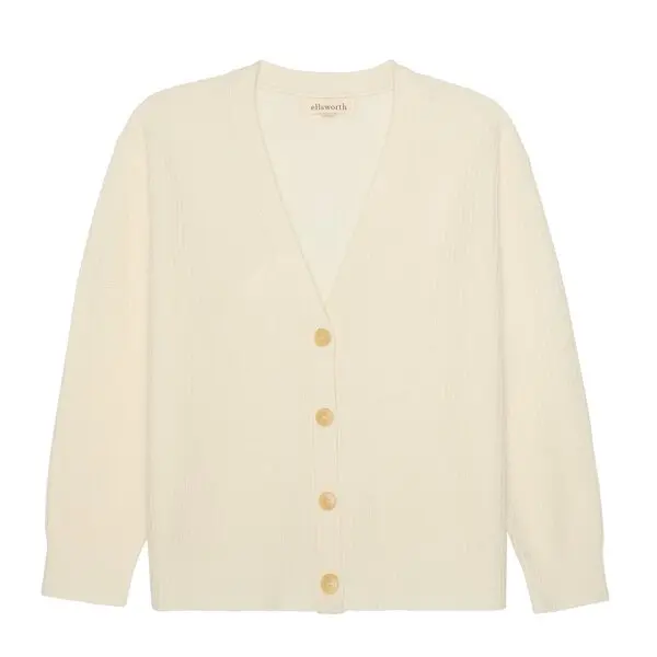 ELLSWORTH + IVEY Lilah V-neck Cashmere Cardigan - White
